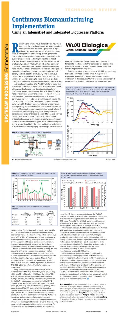 Continuous Biomanufacturing Implementation Using an Intensified and Integrated Bioprocess Platform